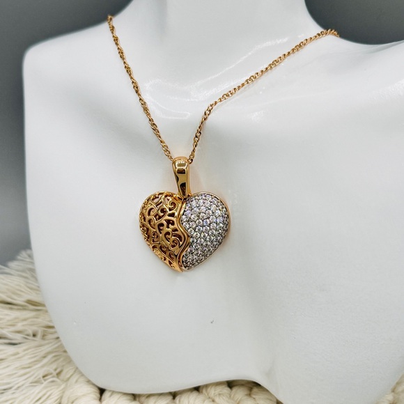 Jewelry | Split Heart Necklace 18k Laminated Gold | Poshmark